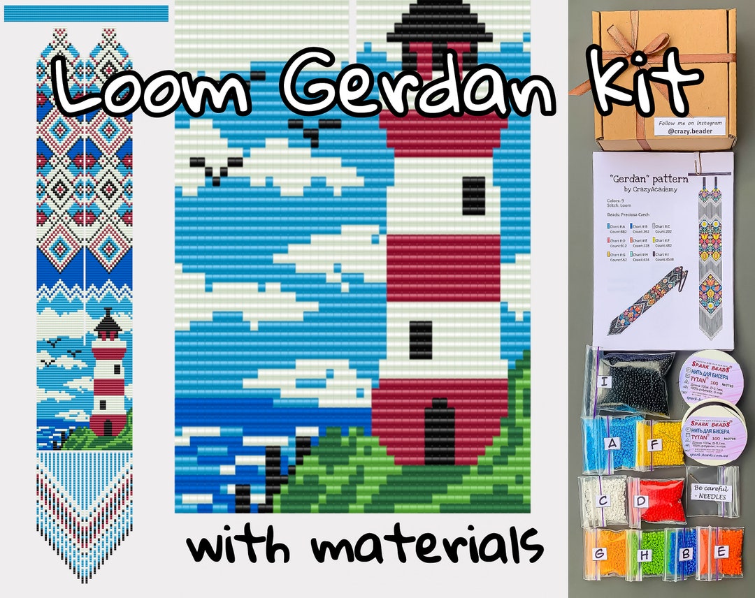 DIY Lighthouse Bead Geometric Gerdan Necklace Kit, Loom Beacon Seed ...