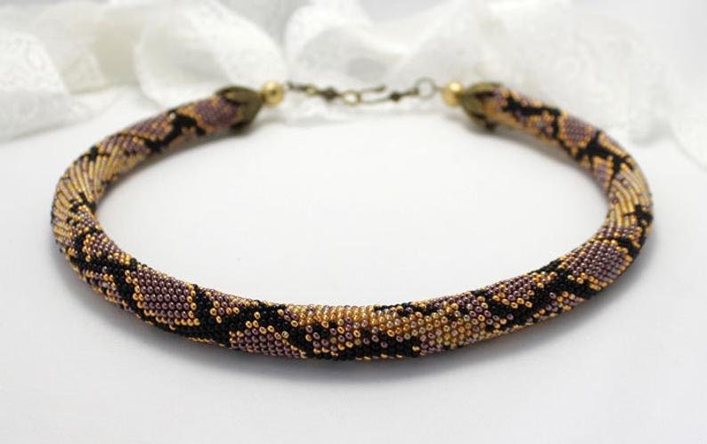 KIT to Make Python Bead Crochet Rope Jewerly Brown Snake - Etsy