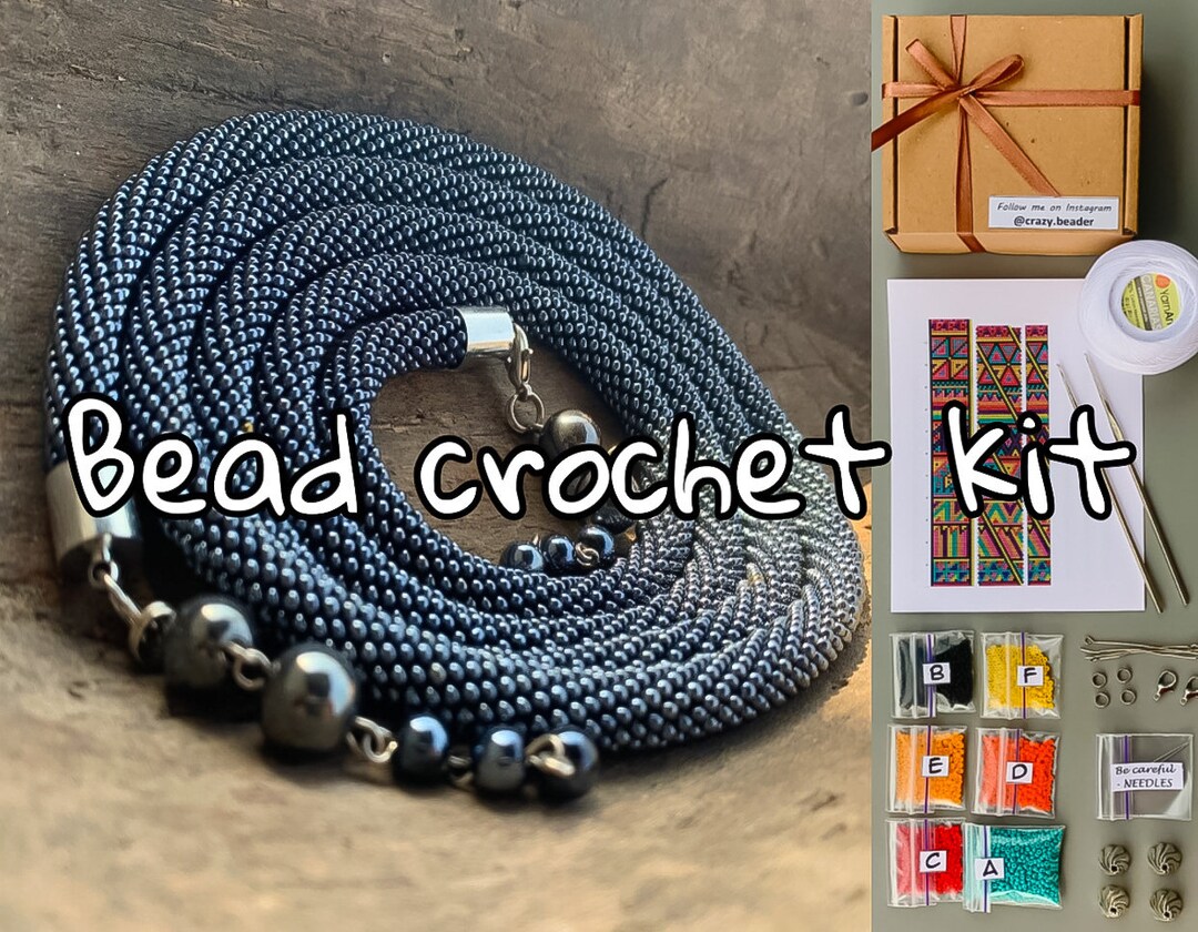 KIT to Make 150cm Graphite Necklace, Bead Crochet Rope Pattern, Craft ...