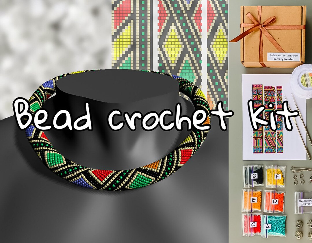 KIT to Make Rhombus Bead Crochet Necklace - Geometric Necklace Pattern ...