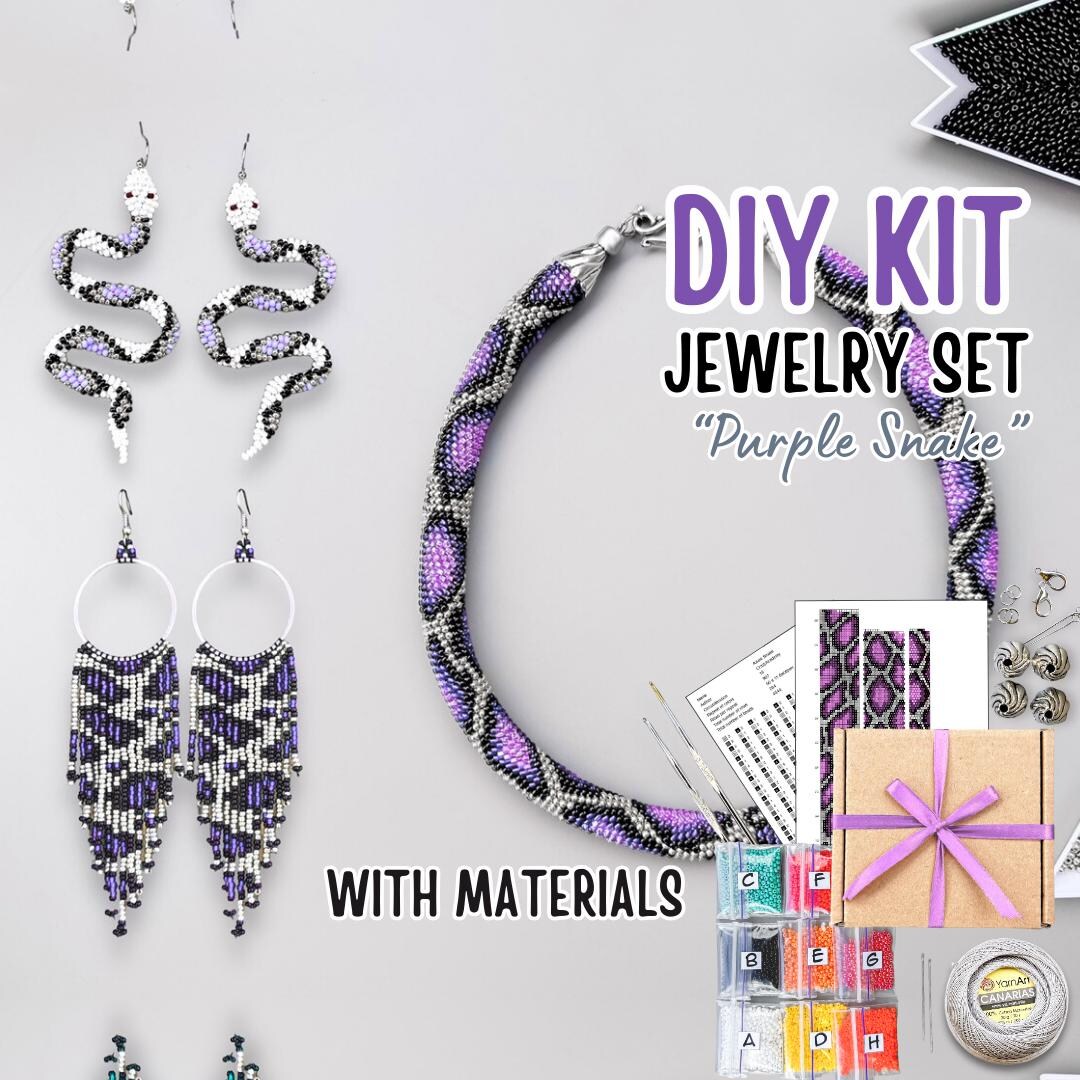 Complete Beading Kit, Beadwork Purple Snake Kit, Bead Crochet Rope ...