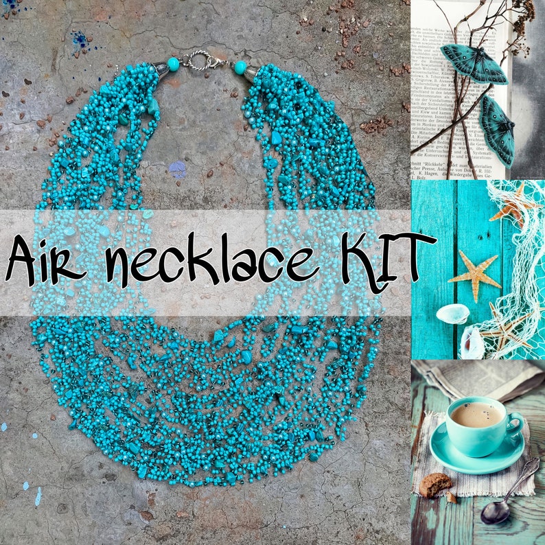 DIY Turquoise Airy Necklace KIT to Make Bead Air Crochet - Etsy