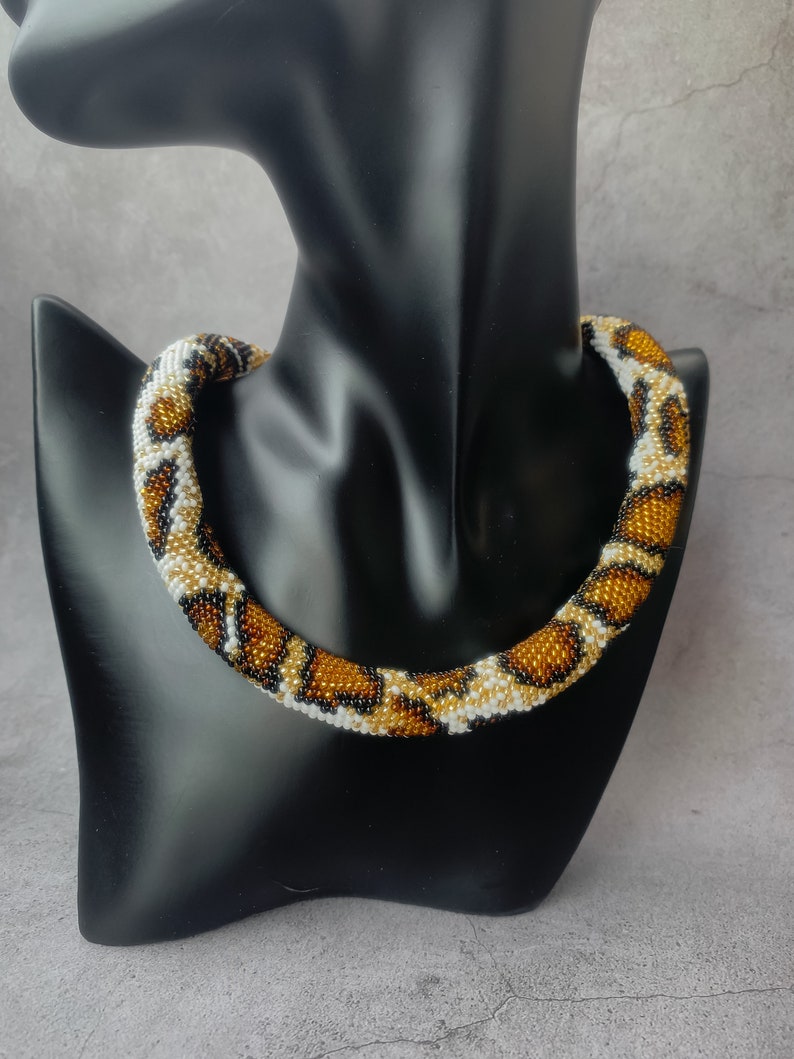 KIT to Make Bead Crochet Brown Tiger Python Necklace Pattern - Etsy