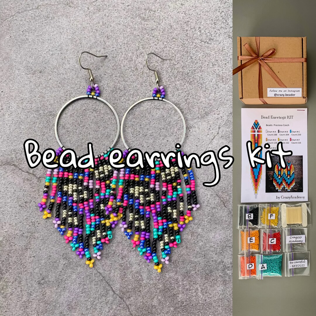 DIY Colorful Beaded Fringe Hoop Earrings Kit - Rainbow Leopard Earring ...