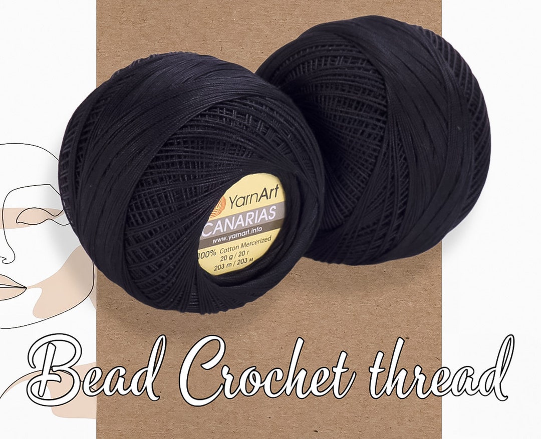 Black Bead Crochet Thread, Thread for Bead Crochet Technique, Bead ...
