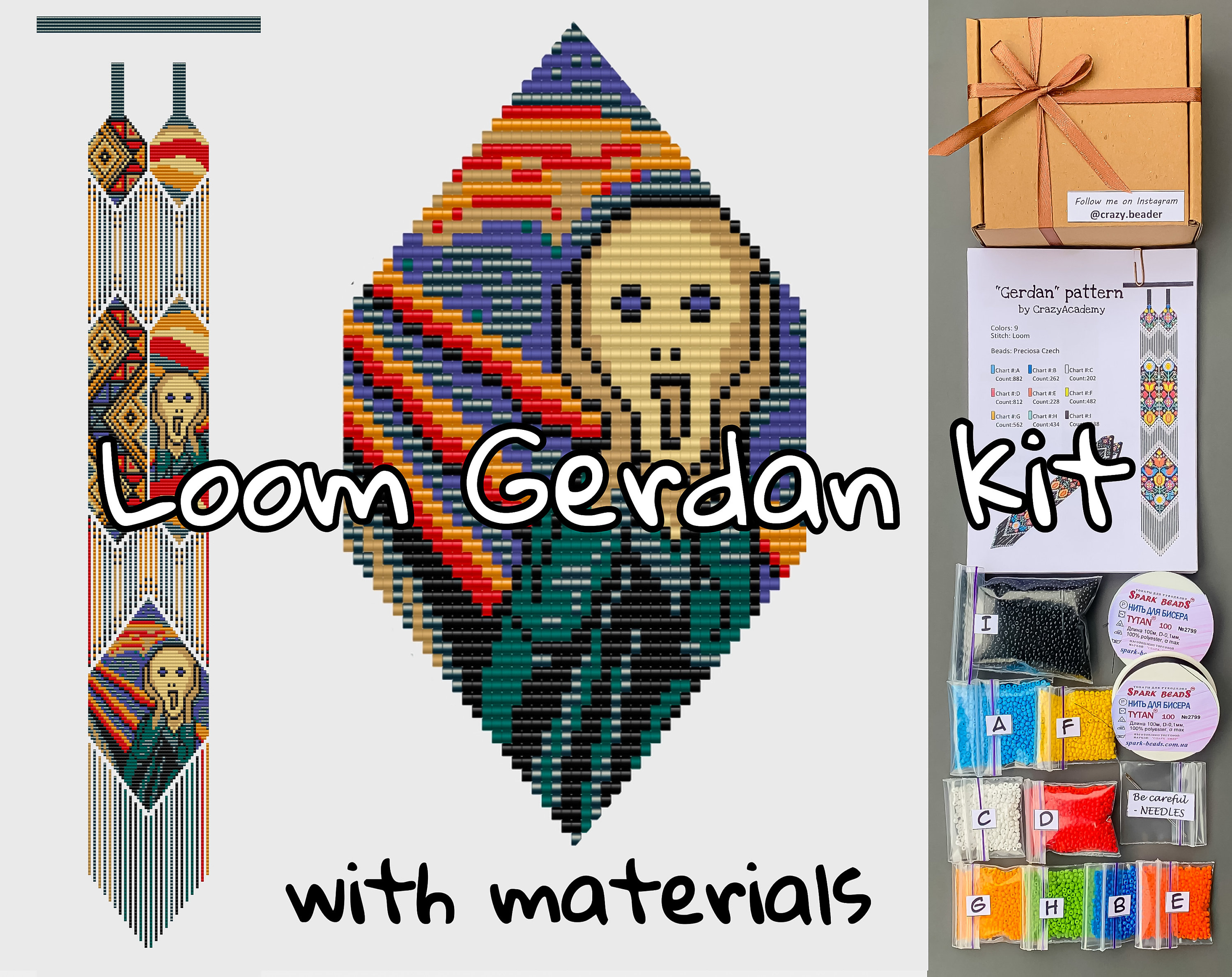 DIY Kit Munch Scream Beaded Gerdan Pattern - the Scream Painting Loom ...