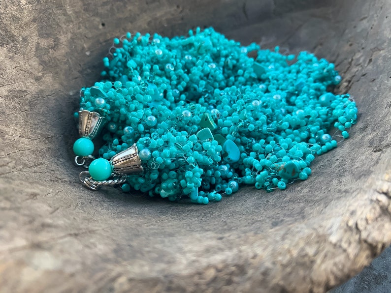 DIY Turquoise Airy Necklace KIT to Make Bead Air Crochet - Etsy