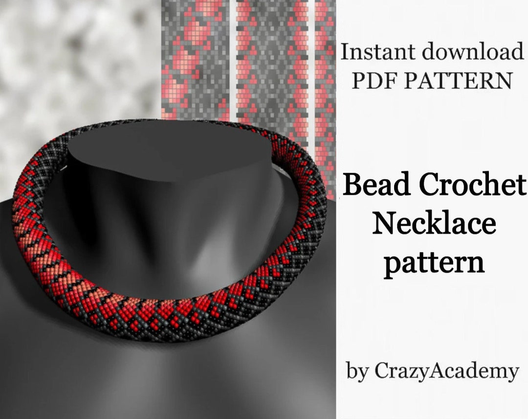 PDF Red Dragon Bead Crochet Necklace Pattern, Craft DIY Jewelry, Party ...