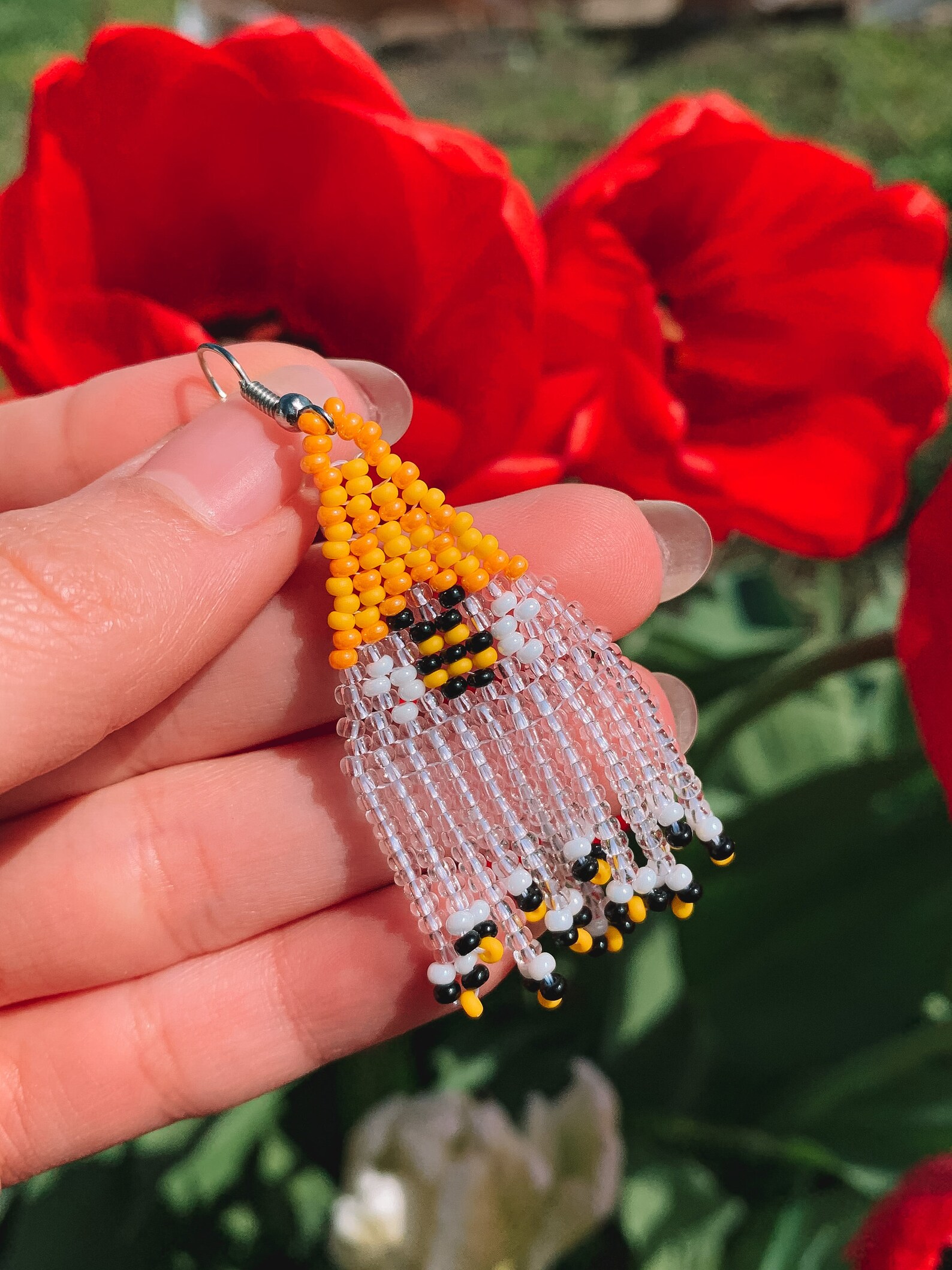 DIY Kit Honey Boho Bee Earrings Bee Bead Fringe Earrings - Etsy