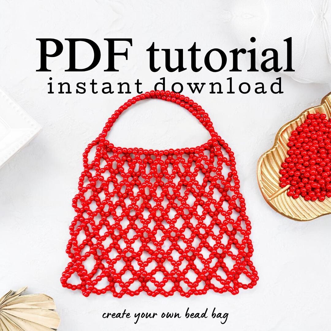 PDF Beaded Bag Tutorial for Beginners, Easy Beading Summer Red Bead ...