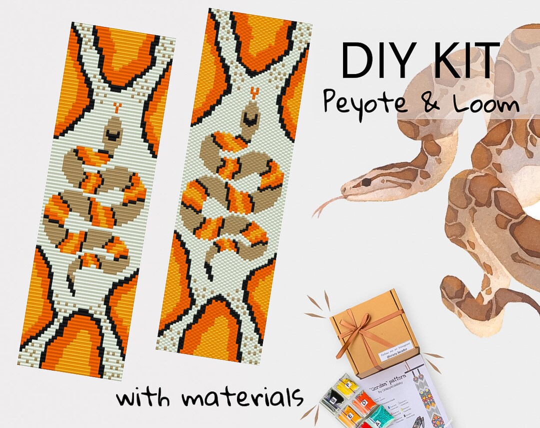 KIT to Make Orange Python Loom or Peyote Beading Bracelet DIY Animal ...