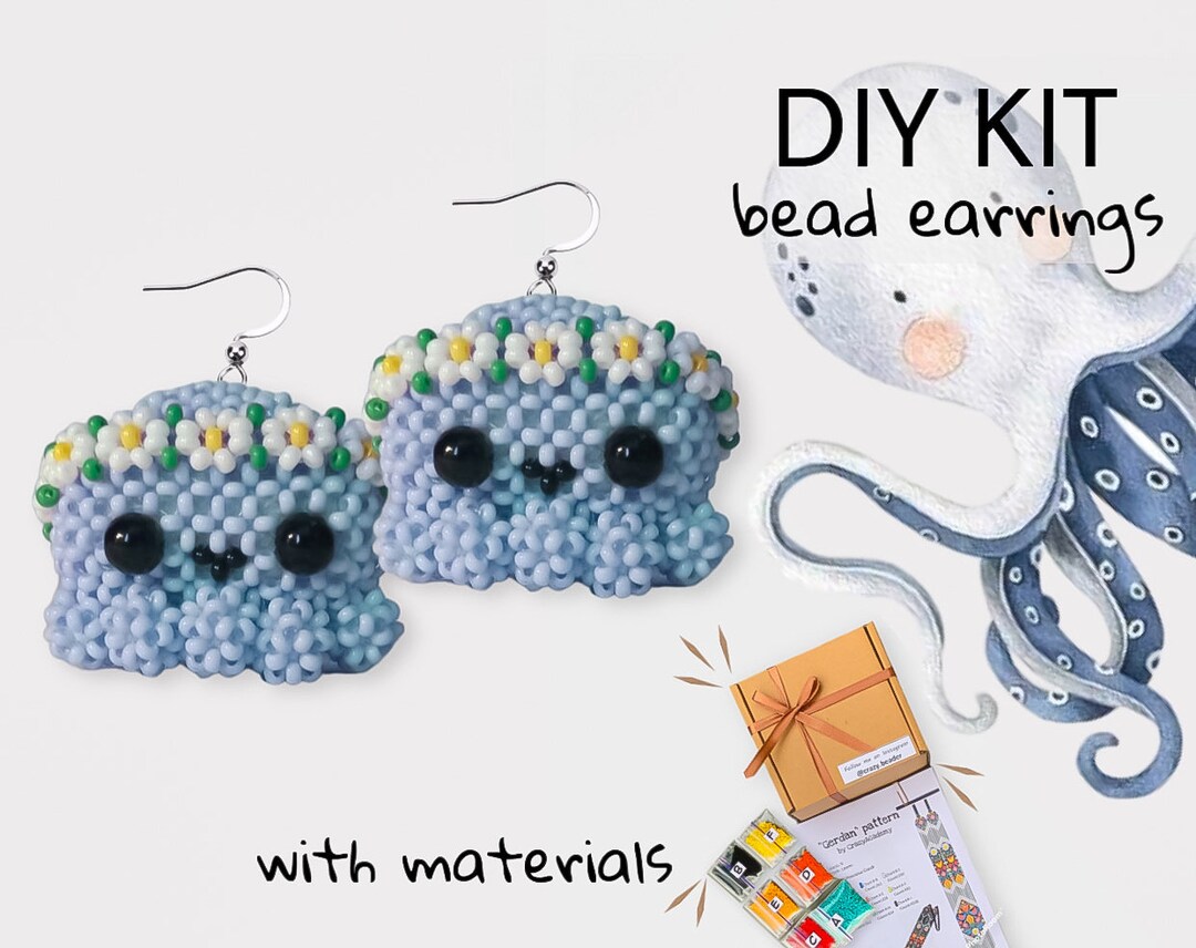 DIY Kit Beaded Ocean Octopus Needle Beginner Kit, Beading Blue Octopus ...
