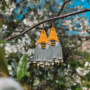 DIY Kit Honey Boho Bee Earrings, Bee Bead Fringe Earrings Pattern, Spring Bees Bead Kit ...