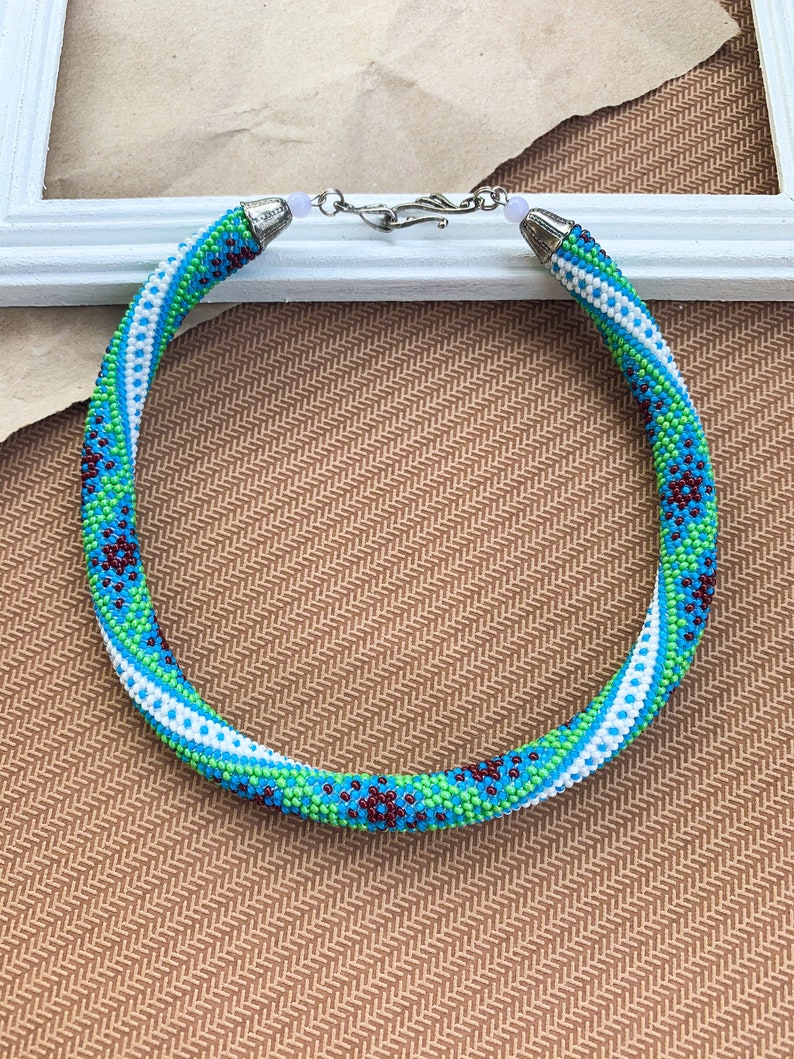 KIT to Make Bead Crochet rope necklace green Crochet Seed | Etsy