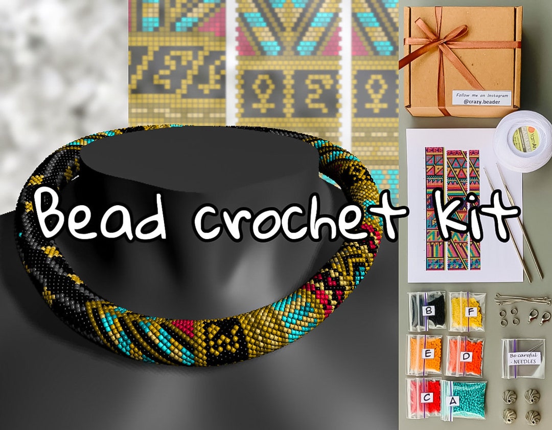 DIY Egypt Bead Crochet Necklace Kit - How to Make Seed Bead Necklace ...