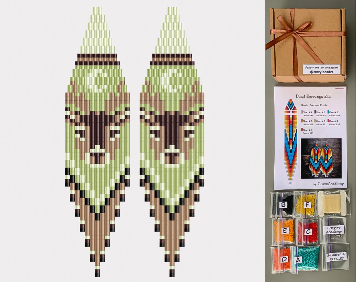 DIY Deer Beaded Earrings Kit Christmas Crafts Gift Make Your - Etsy