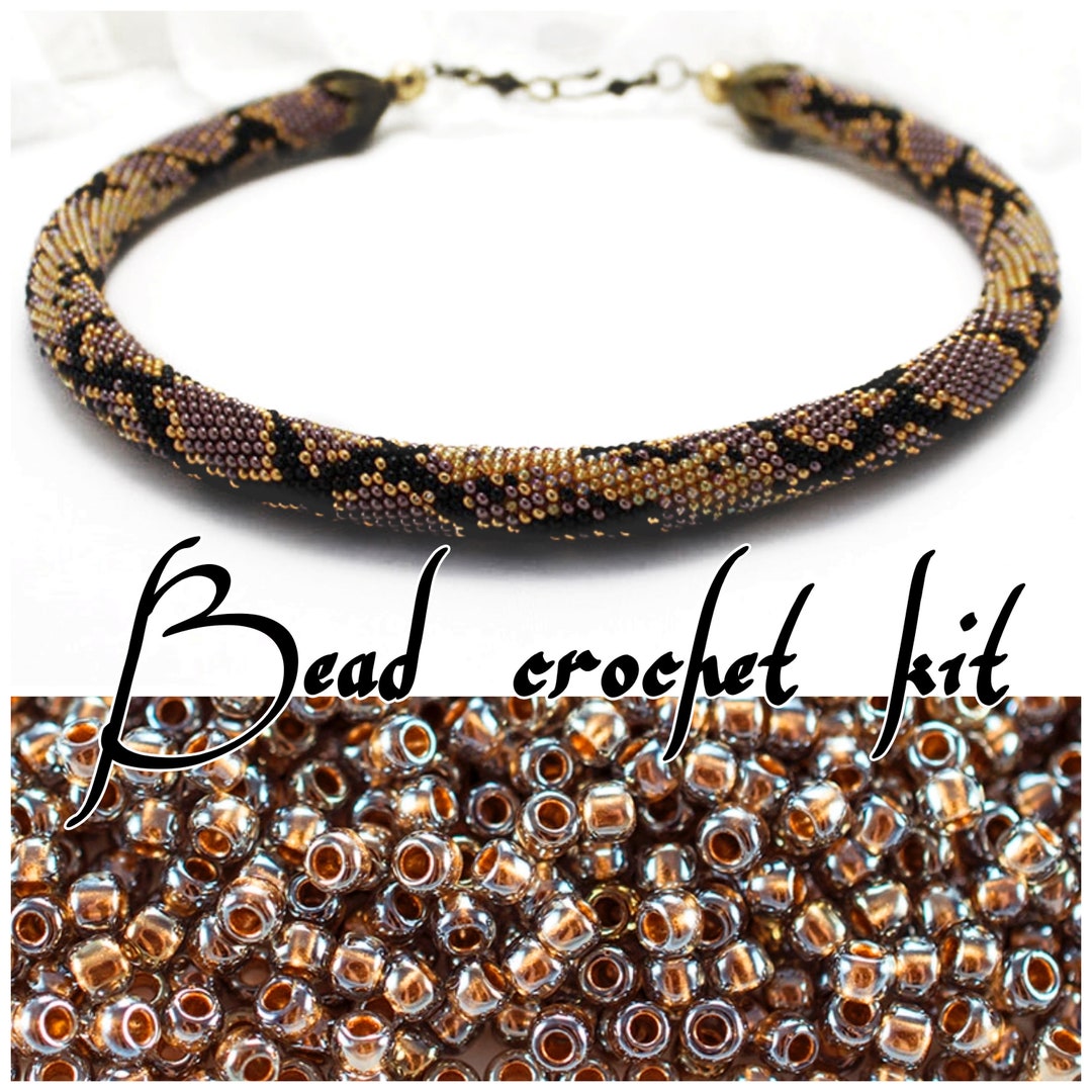 KIT to Make Python Bead Crochet Rope Jewerly - Brown Snake Crochet ...