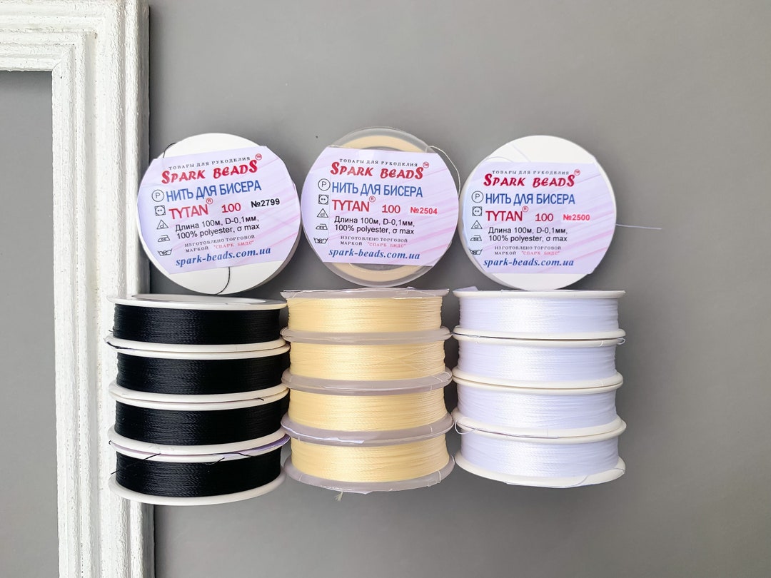 Thread for Beadwork Tytan 100, White Black Beige Embroidery Threads ...