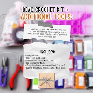 KIT to Make Bead Crochet Black Rope Necklace Bracelet Red Flowers ...