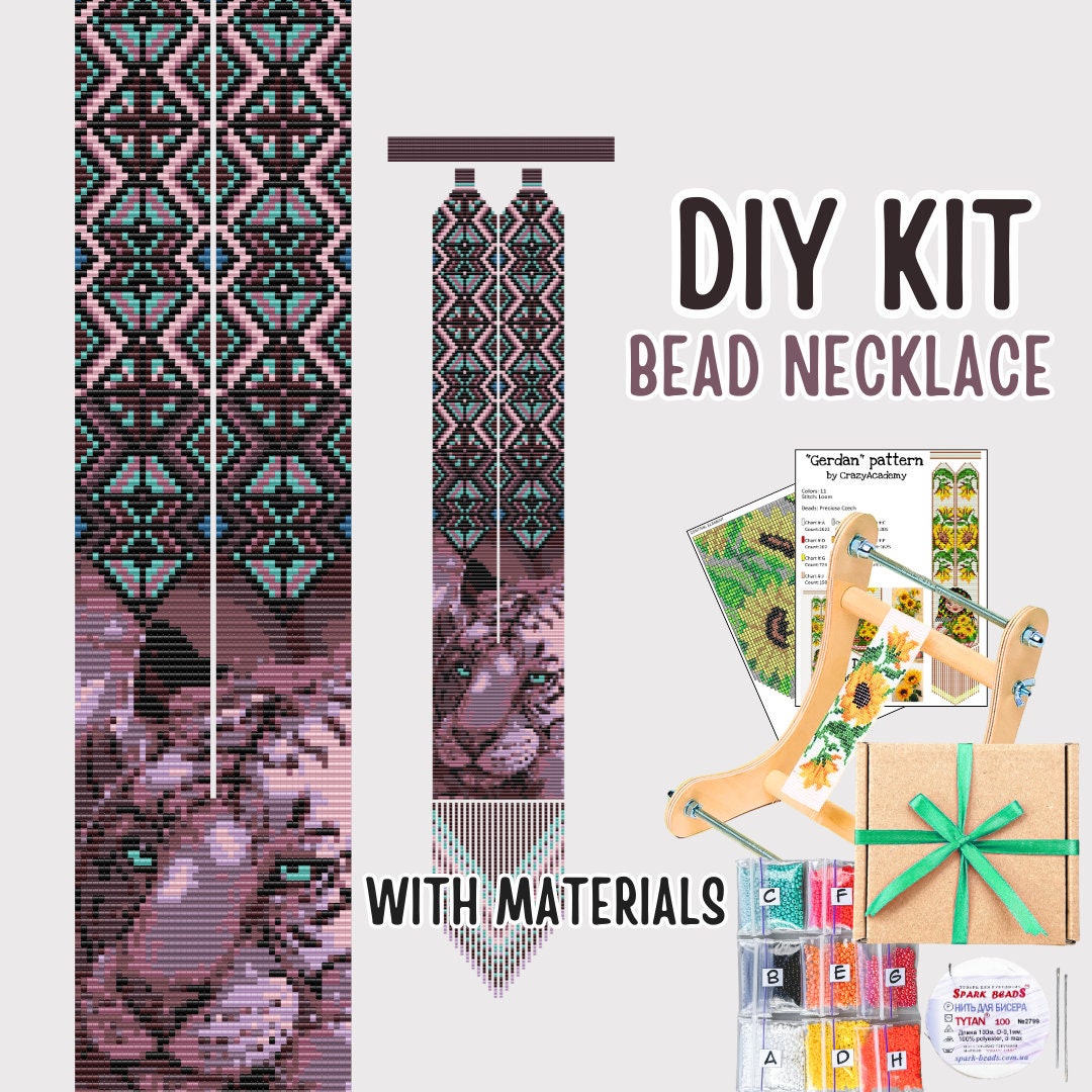 DIY Kit White Tiger Beaded Gerdan Pattern, Loom Bead Necklace Pattern ...