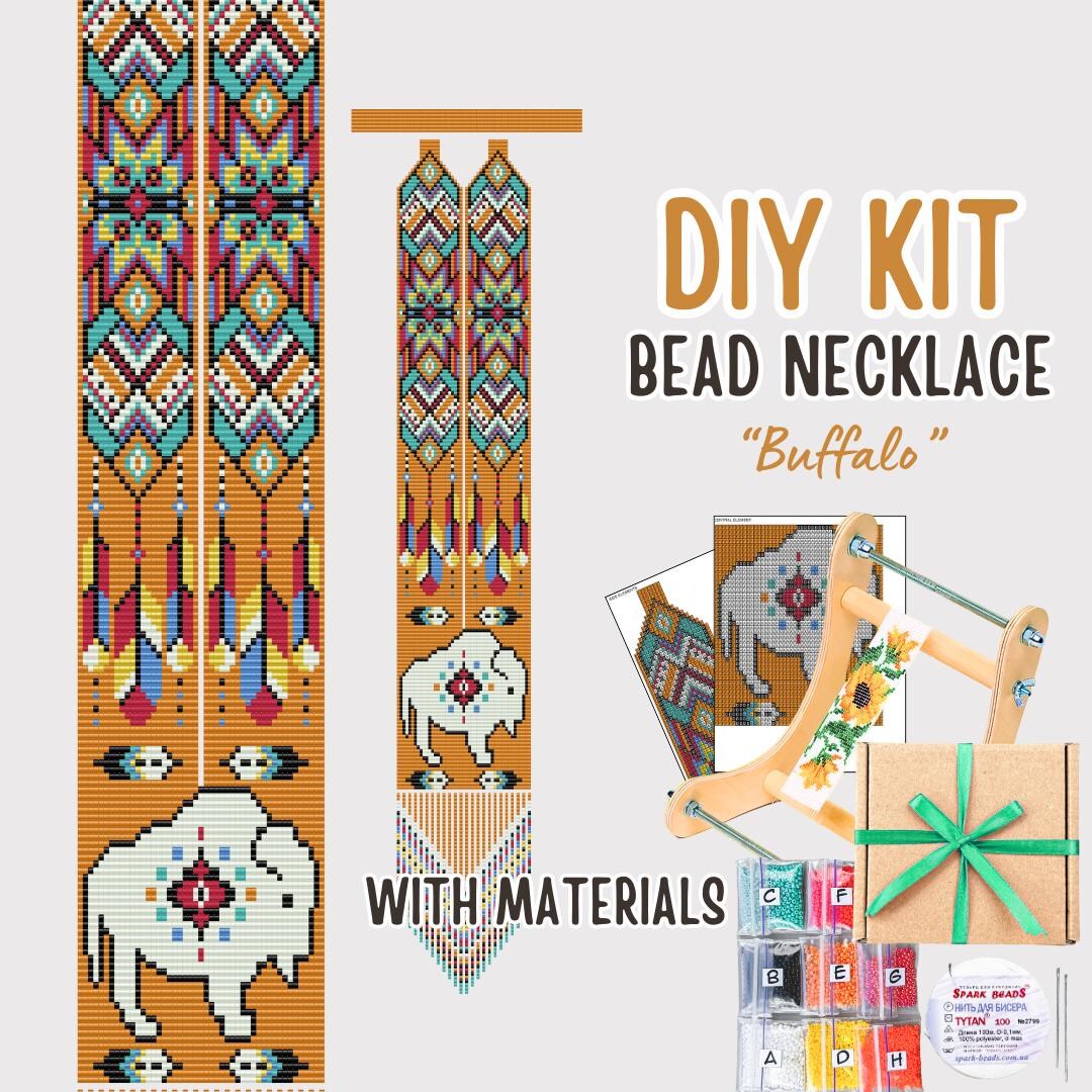DIY Kit Native American Buffalo Beaded Gerdan Pattern, Geometric Loom ...