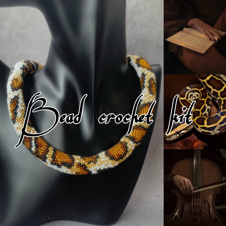 KIT to Make Bead Crochet Brown Tiger Python Necklace Pattern - Etsy