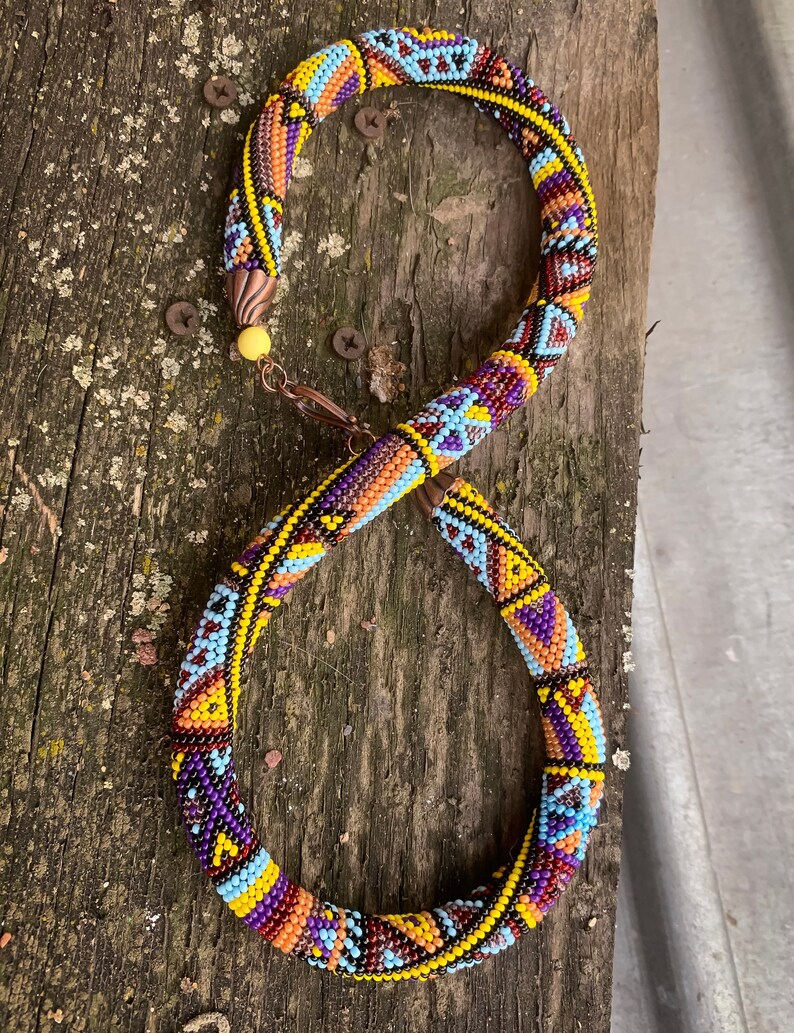 African Native Geometric Pattern Necklace - KIT to Make Bead Crochet ...