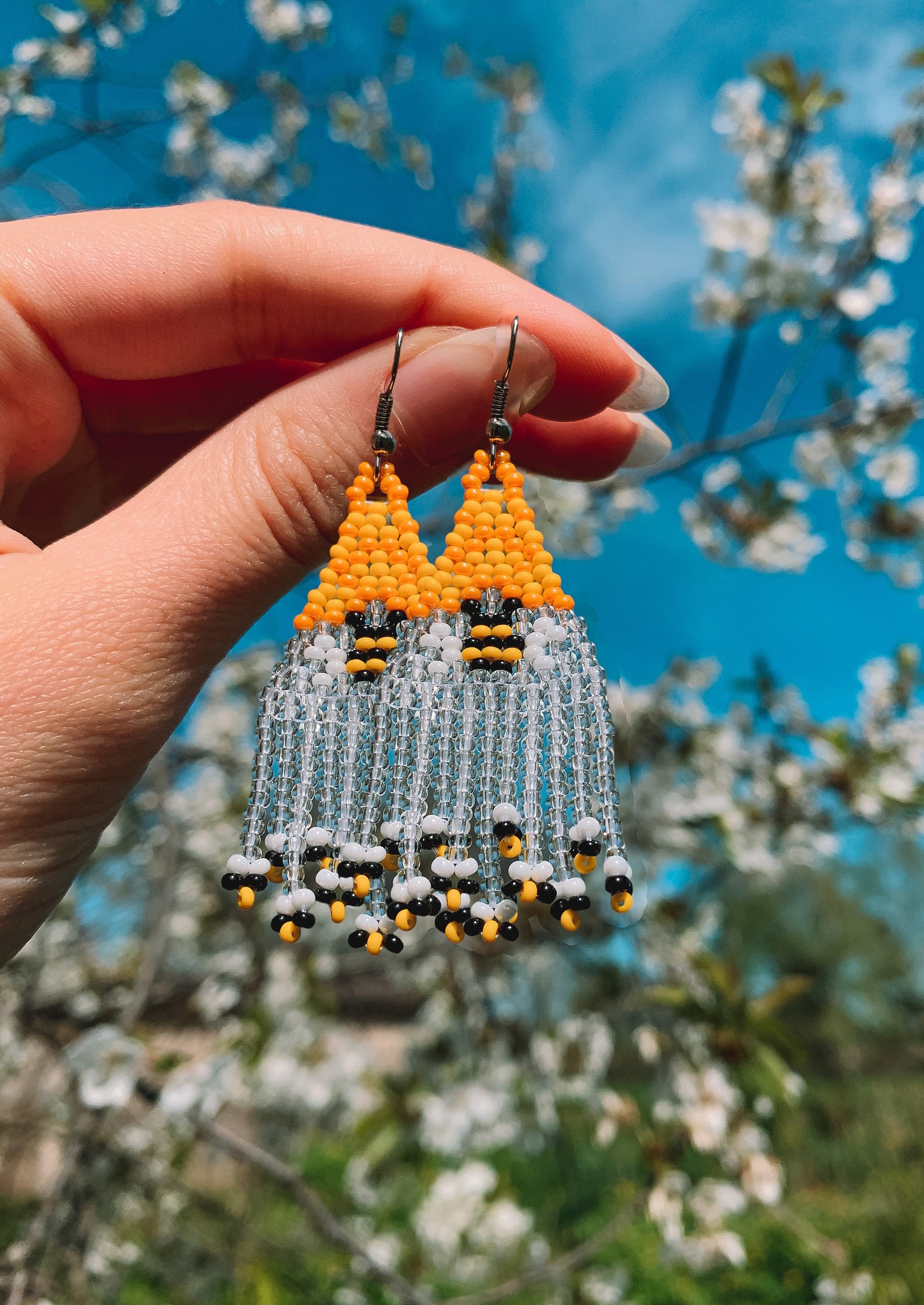 DIY Kit Honey Boho Bee Earrings Bee Bead Fringe Earrings - Etsy