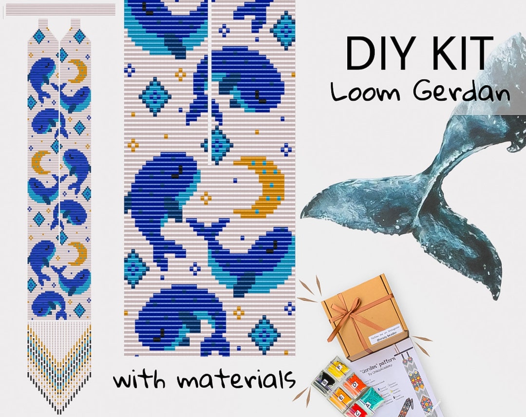 DIY Bead Whale Gerdan Necklace Kit, Ocean Theme Loom Necklace Pattern ...