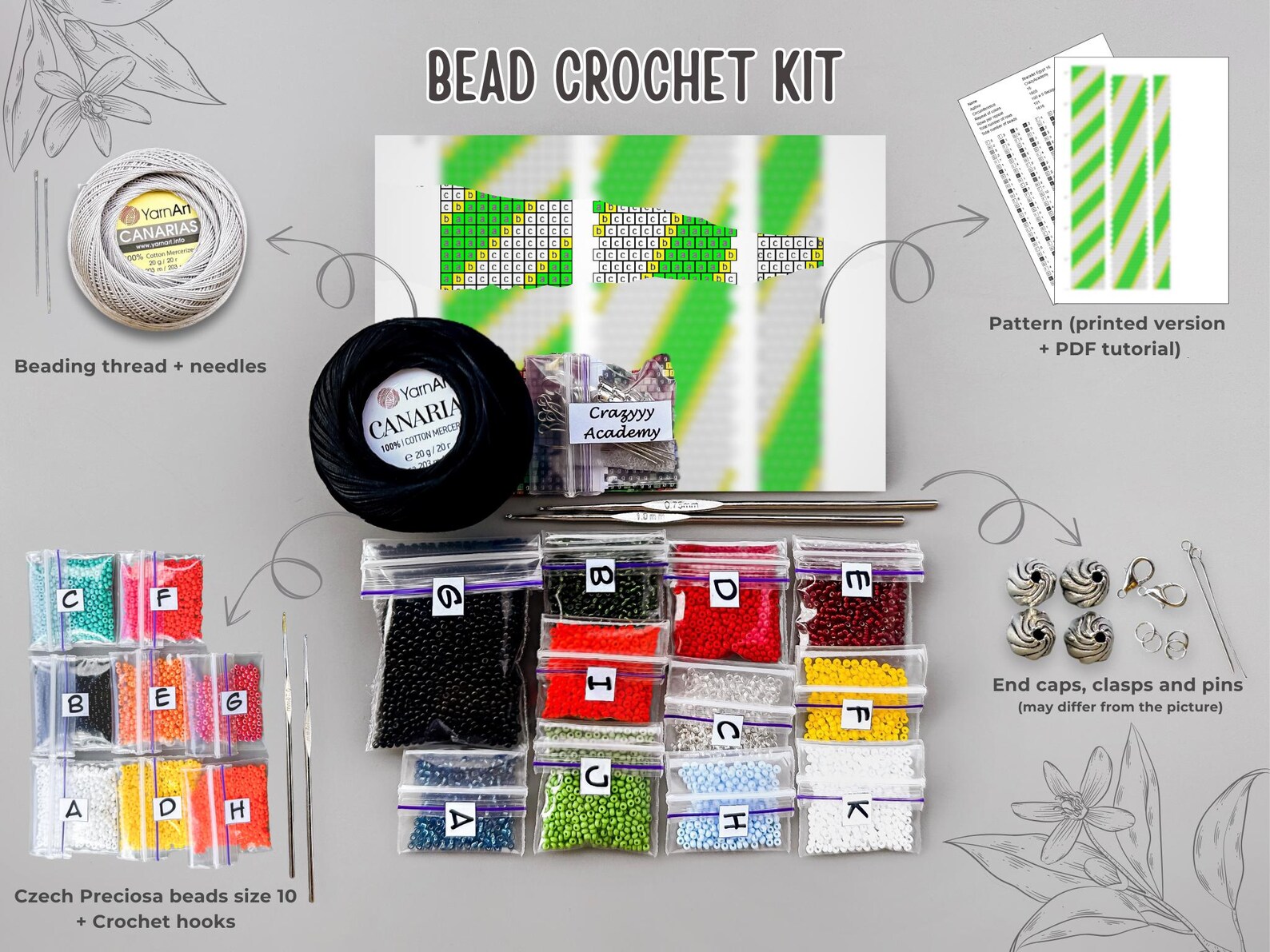 Kit to Make Bead Crochet Necklace - Geometric Design Necklace - Jewelry ...