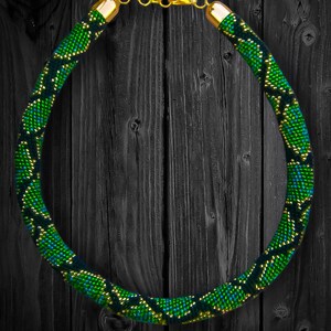 DIY kit Bead Crochet Green Snake Necklace DIY emerald python | Etsy