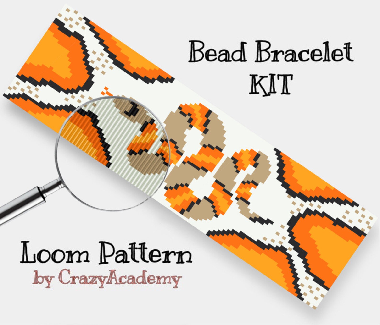 KIT to make orange python Loom or Peyote Beading Bracelet | Etsy