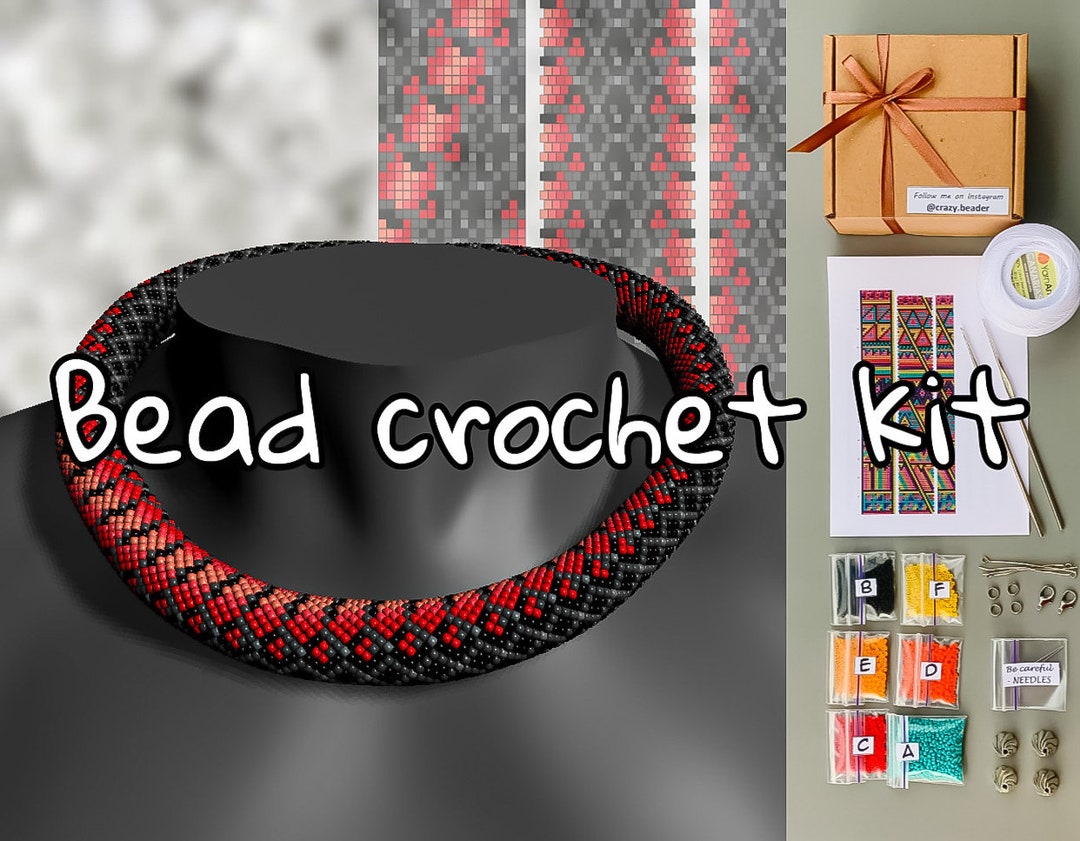 DIY Red Dragon Bead Crochet Necklace Kit, Craft Kit, DIY Kit, Jewelry ...