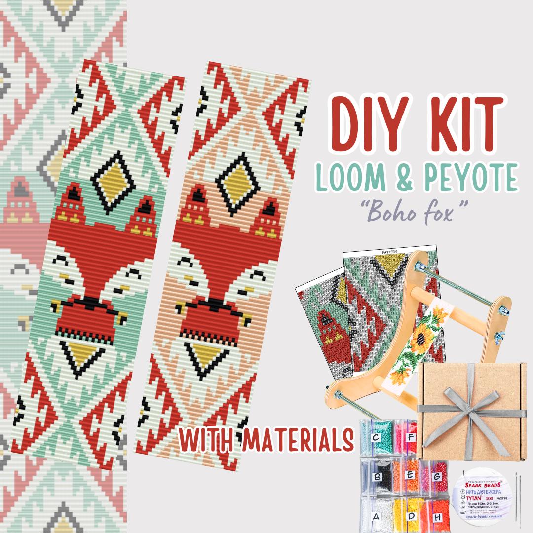 KIT Loom Peyote Cute Boho Fox Beading Bracelet, DIY Ethnic Animal Fox ...