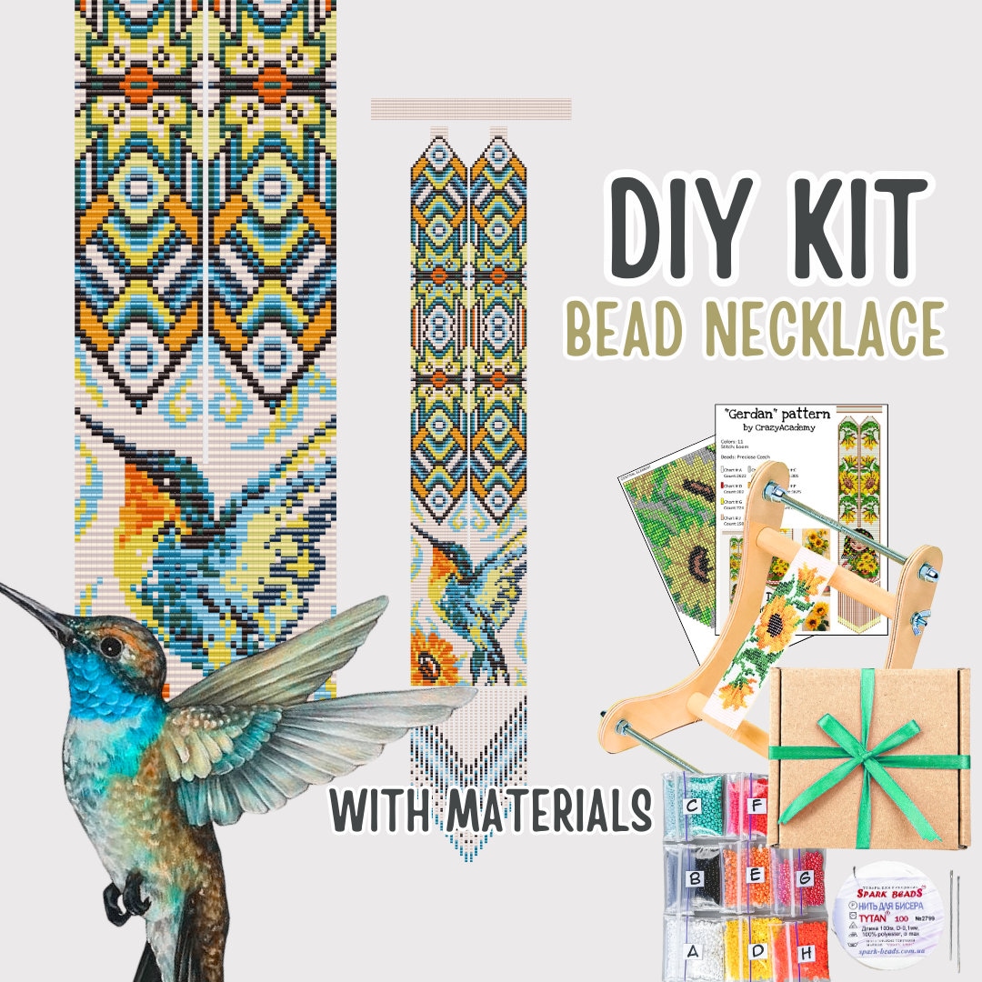DIY Beadweaving Hummingbird Necklace Craft Kit, Seed Bead Bird Colibri ...