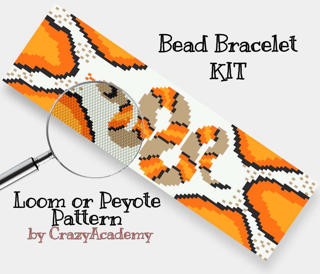 KIT to Make Orange Python Loom or Peyote Beading Bracelet - Etsy