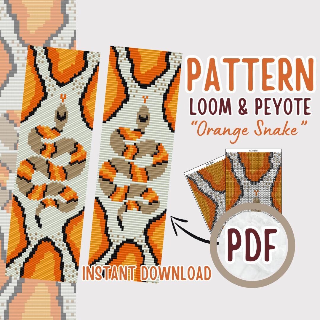 PDF Orange Python Loom or Peyote Beading Bracelet - DIY Animal Pattern ...