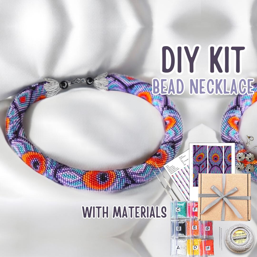 DIY Bead Peacock Crochet Necklace Making Kit, Beadweaving Kit, Jewelry ...