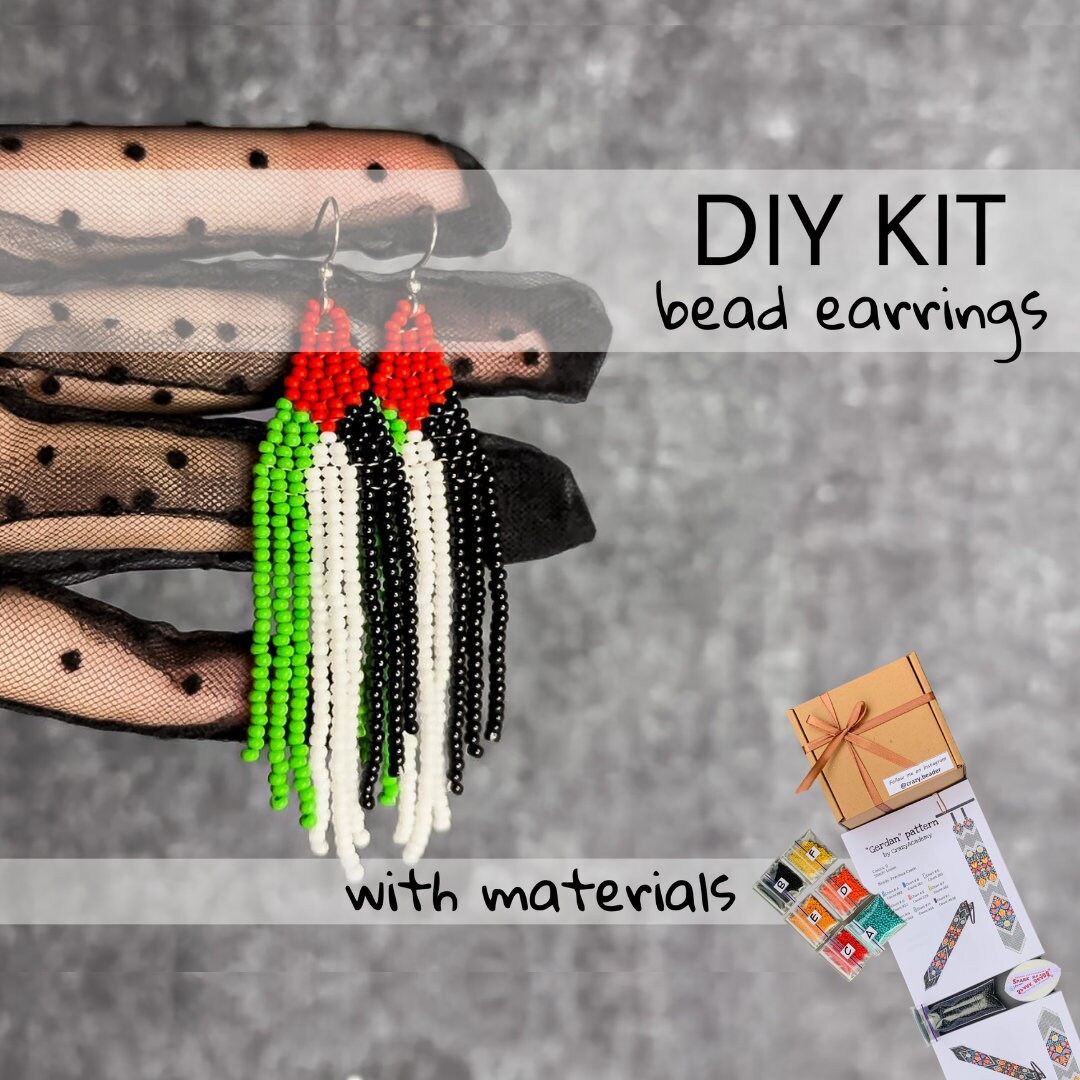 DIY Kit Bead Palestine Flag Earrings, Flag Memory of Free Palestine ...