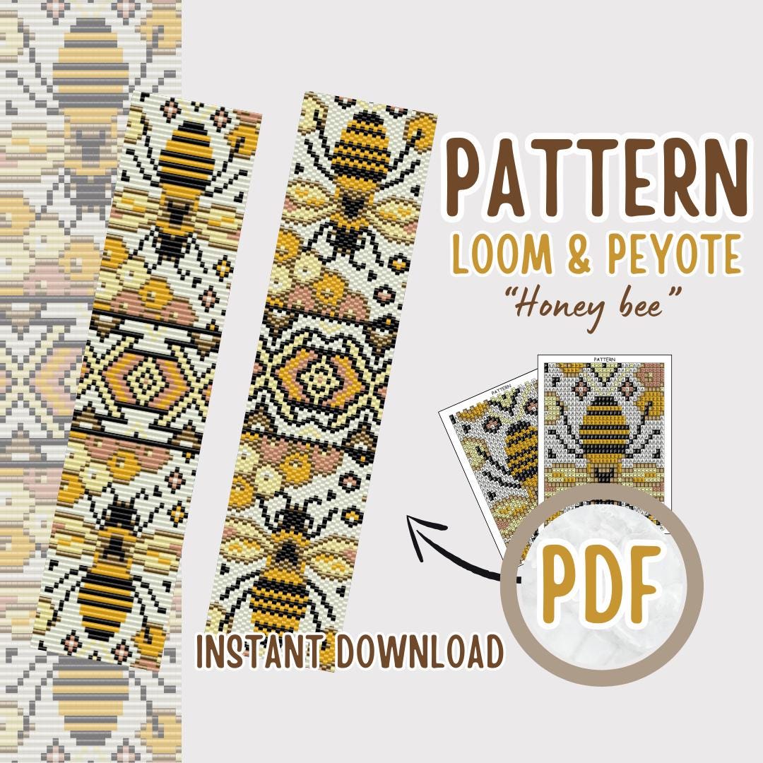 PDF Loom Peyote Honey Bee Bracelet Pattern, Beadwork Loom Bracelet ...