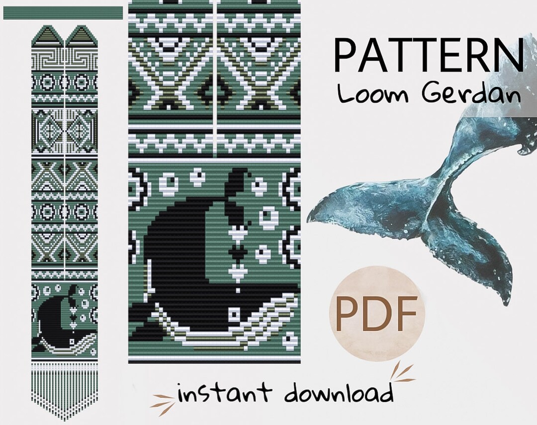PDF Sea Fish Whale Bead Loom Necklace Pattern, Geometric Seed Beaded ...