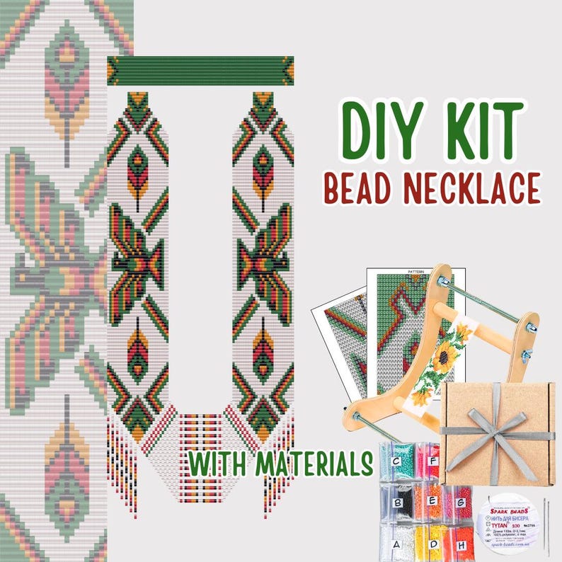 DIY Bead Loom Necklace Kit – American Native Eagle Orchid Pattern ...