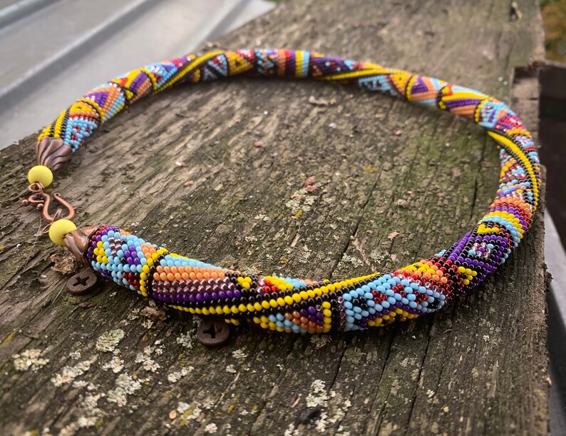 African Native Geometric Pattern Necklace - KIT to Make Bead Crochet ...