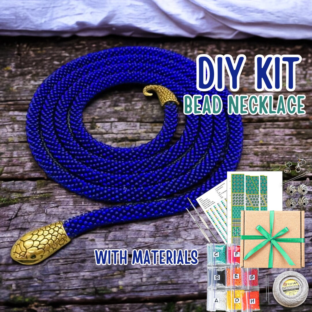 DIY KIT 150cm Long Blue Gold Snake Choker Necklace, Navy Blue Serpent ...
