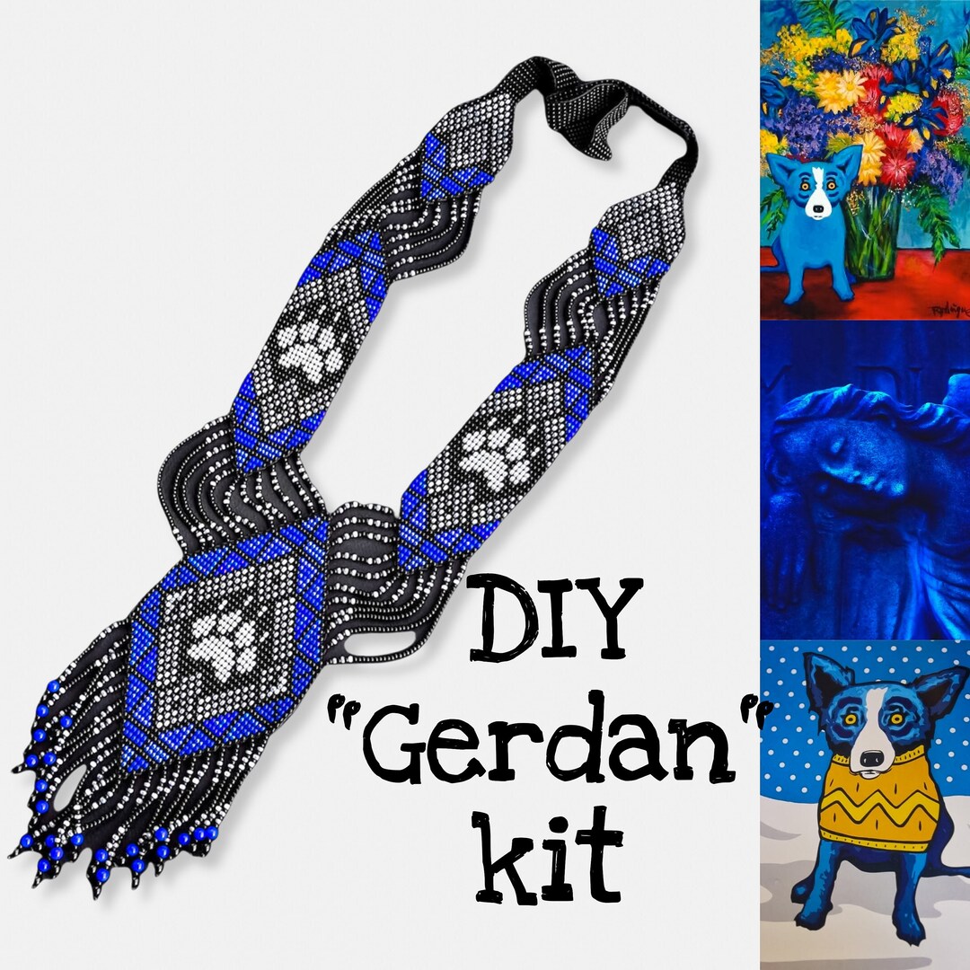 DIY Kit to Make Paw Print Loom Necklace With Fringe - Blue Seed Bead ...