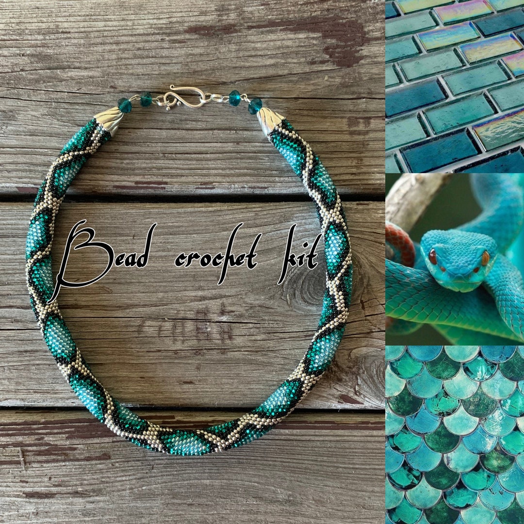 KIT to Make Bead Crochet Azure Blue Snake Necklace and - Etsy