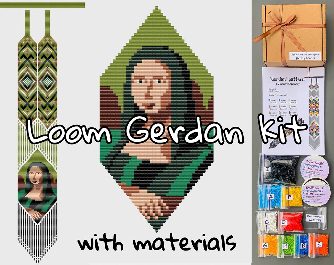 DIY Kit Mona Lisa Gerdan Pattern - Leonardo Da Vinci Inspired Seed Bead ...
