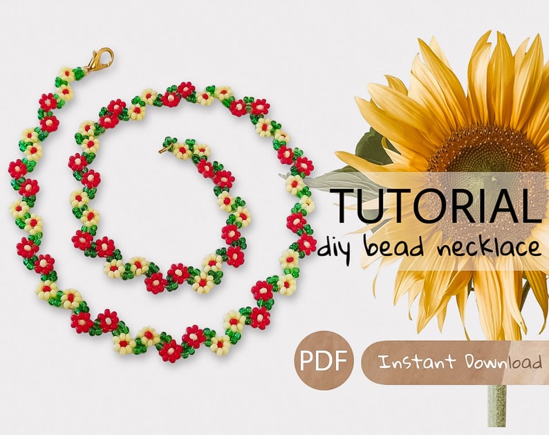 PDF Bead Sunflower Necklace Pattern Beadwork Yellow Flower - Etsy