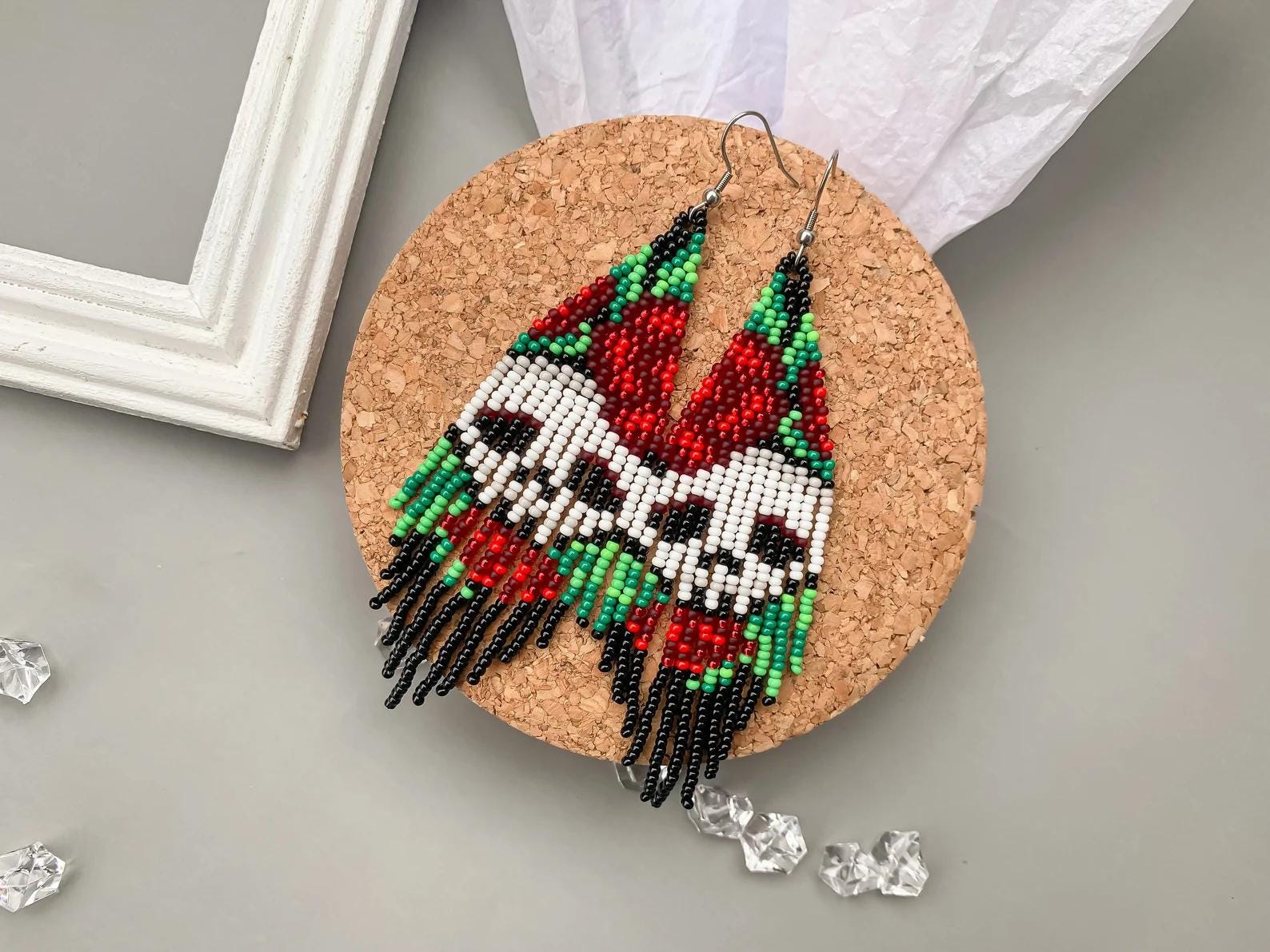 PDF Beaded Skull Fringe Earrings Pattern - Halloween Bead Rose Skull ...