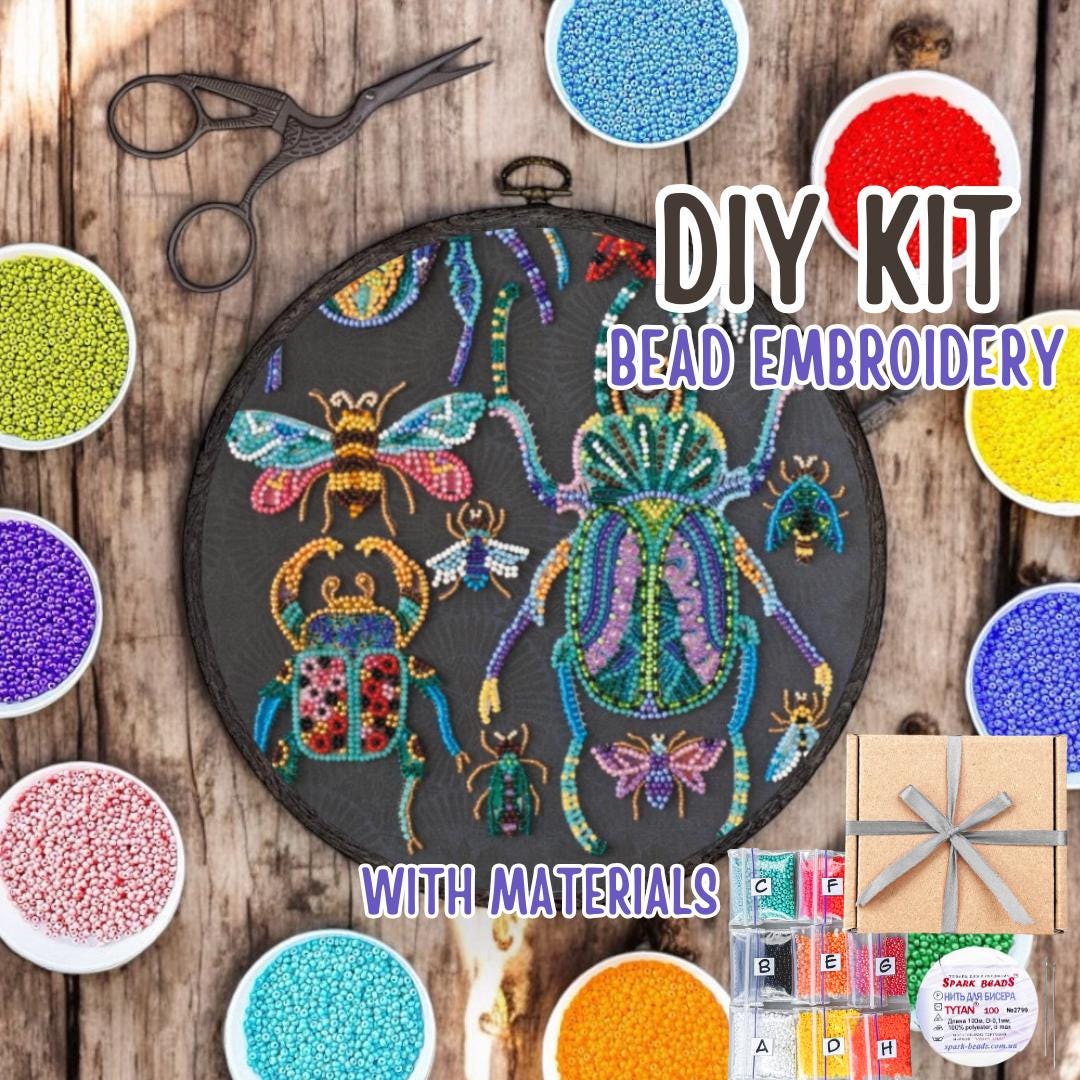 DIY Bead Bugs Embroidery Kit Beginner, Modern Bead Embroidery Kit ...